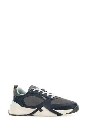 Fendi Two-tone Leather And Suede Flow Sneakers - Multicolor