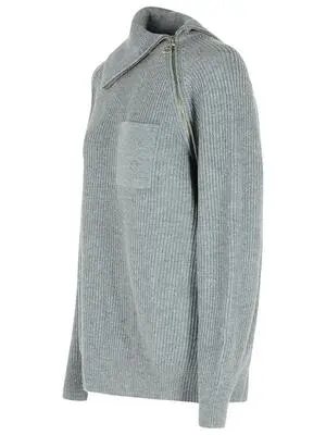 Sportmax Cashmere Blend Zip Sweater - Gray