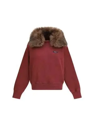 Prada Sweatshirt With A Shearling Collar - Multicolor