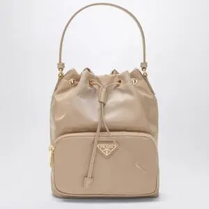 Prada Duet Bucket Bag In Beige Re-nylon - Brown