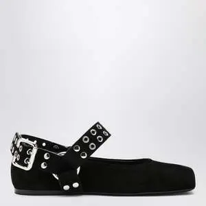 Alaïa Suede Flat Ballerina Biker - Black