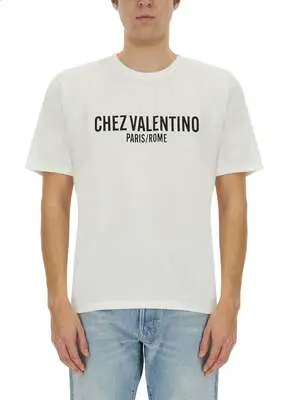 Valentino Garavani Cotton T-shirt With Chez Print - White