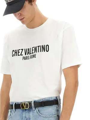 Valentino Garavani Cotton T-shirt With Chez Print - White