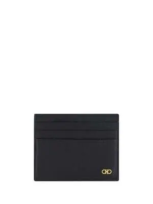 FERRAGAMO Leather Card Holder - Black