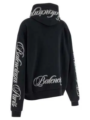Balenciaga Cursive Fleece Hoodie - Black