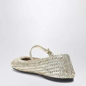 Prada Gold Woven Leather Ballet Flats - Silver