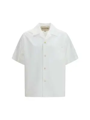 Valentino Garavani Cotton Poplin Bowling Shirt With Vgold - White