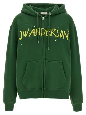 JW Anderson Printed Zip-up Hoodie - Green