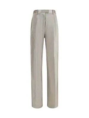FORTE_FORTE Lurex Pants In Tweed With Micro Sequins And Shimmering Thread - Silver