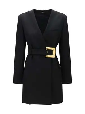 Balmain Grain De Poudre Blazer With Belt