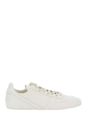 Rick Owens White Low Top Sneaker With Round Toe And Lace-up Closure In Leather For - Multicolor
