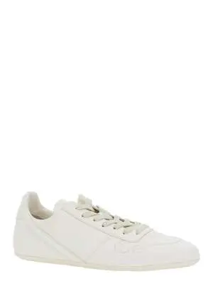 Rick Owens White Low Top Sneaker With Round Toe And Lace-up Closure In Leather For - Multicolor