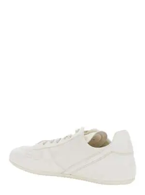 Rick Owens White Low Top Sneaker With Round Toe And Lace-up Closure In Leather For - Multicolor