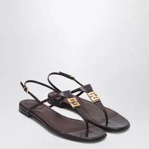 Fendi Ffold Dark Purple Sandal - Black