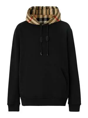 Burberry Check Hooded Cotton Sweatshirt - Black