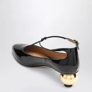 FERRAGAMO Patent T-strap Decollete - Black