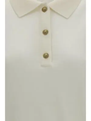 Balmain Wool Polo With Vintage Buttons - White