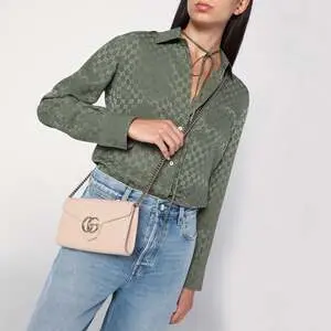 Gucci Gg Marmont Wallet With Chain - Pink