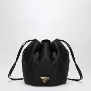 Prada Mini Satin Bucket Bag - Black