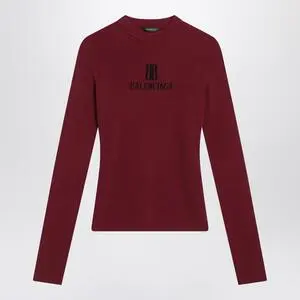 Balenciaga Ribbed Burgundy Nano Bb Sweater - Red