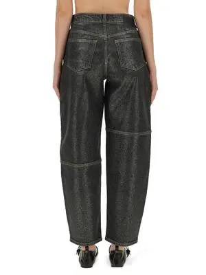 GANNI Stary Jeans In Sparkling Foil - Black