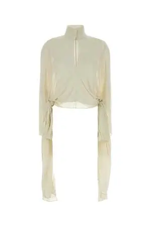Alaïa Cream Crepe Blouse - Yellow