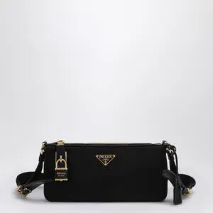 Prada Re-nylon And Leather Bag With Padlock - Black
