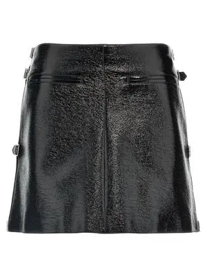 COURREGES Mini Multi Sangle Vinyl' Skirt - Black