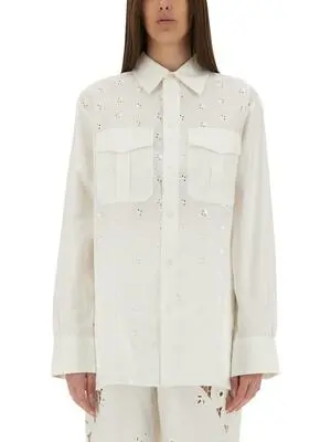 MARINE SERRE Upcycled Linen Shirt - White