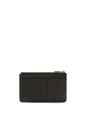 Dolce & Gabbana Leather Zip Card Holder - Black