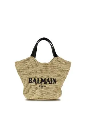 Balmain Mini Crochet Tote Bag - Cream