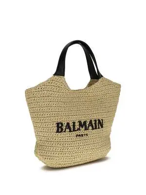 Balmain Mini Crochet Tote Bag - Cream