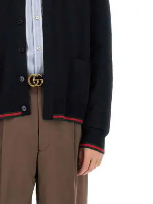 Gucci Knitted Wool Cardigan With Web Pattern