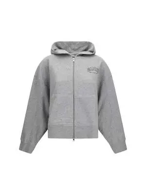 GANNI Ganni Women Cotton Zip-Up Hoodie Gray