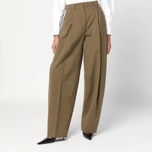 THELATEST Taupe Wool Blend Trousers - Green