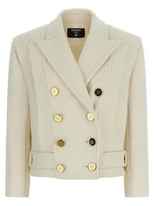 Balmain Double-breasted Coat - White