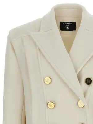 Balmain Double-breasted Coat - White