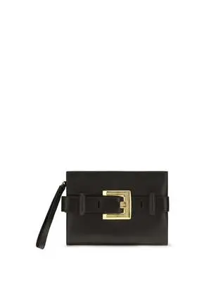 Balmain Anthem Leather Clutch - Black