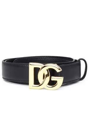 Dolce & Gabbana Dg Leather Belt - Black