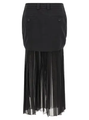 Dolce & Gabbana Twill And Chiffon Midi Skirt