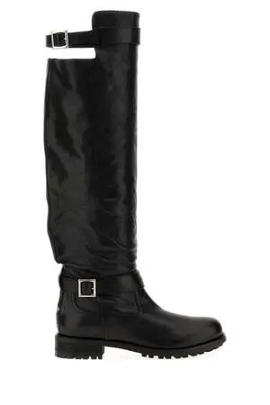 JIMMY CHOO Leather Biker Boots - Black