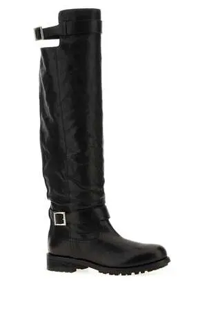 JIMMY CHOO Leather Biker Boots - Black