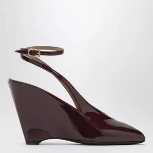 FERRAGAMO Patent Leather Wedge Sandals - Silver
