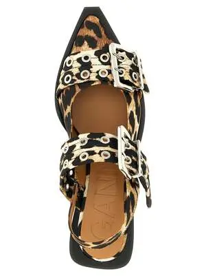 GANNI Leopard Satin Slingbacks - Multicolor