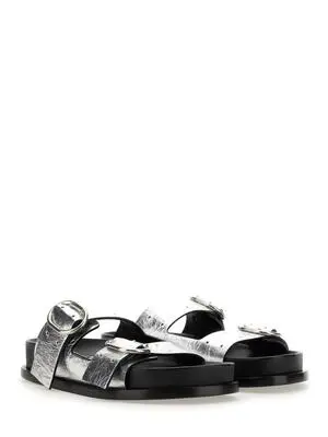 JIL SANDER Buckled Leather Sandals - Silver