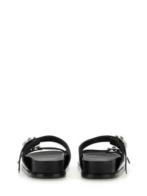 JIL SANDER Buckled Leather Sandals - Silver