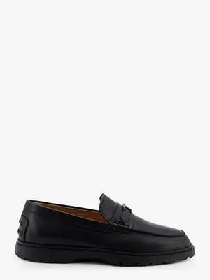 TOD'S Leather Loafers With Metal Logo - Multicolor