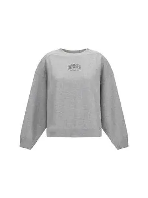 GANNI Crewneck Sweatshirt With Logo - Gray