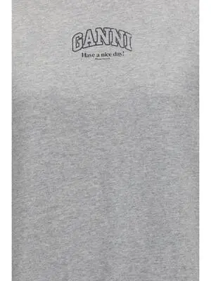 GANNI Crewneck Sweatshirt With Logo - Gray
