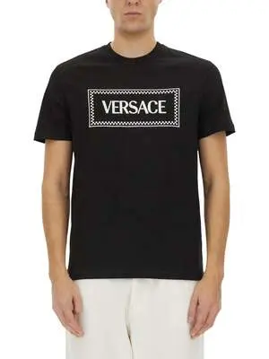 Versace T-shirt With '90s Vintage Embroidered Logo - Black